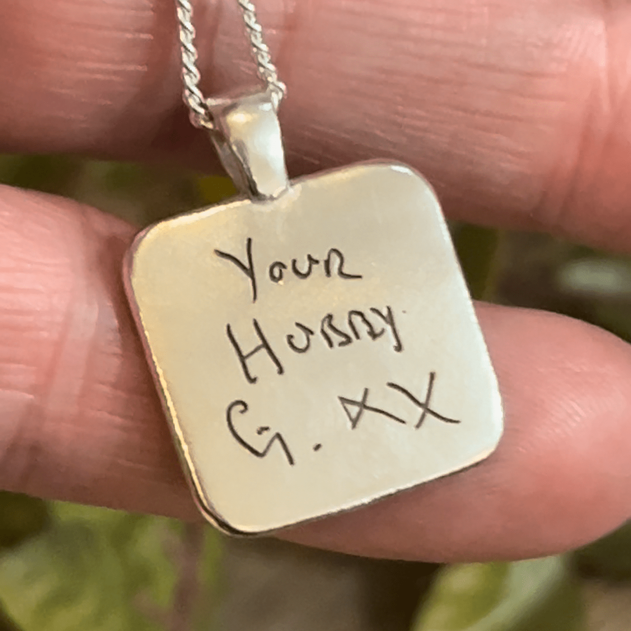 Fingerprint Necklace | Button - Soft Square -Smooth Pendant – Chris ...