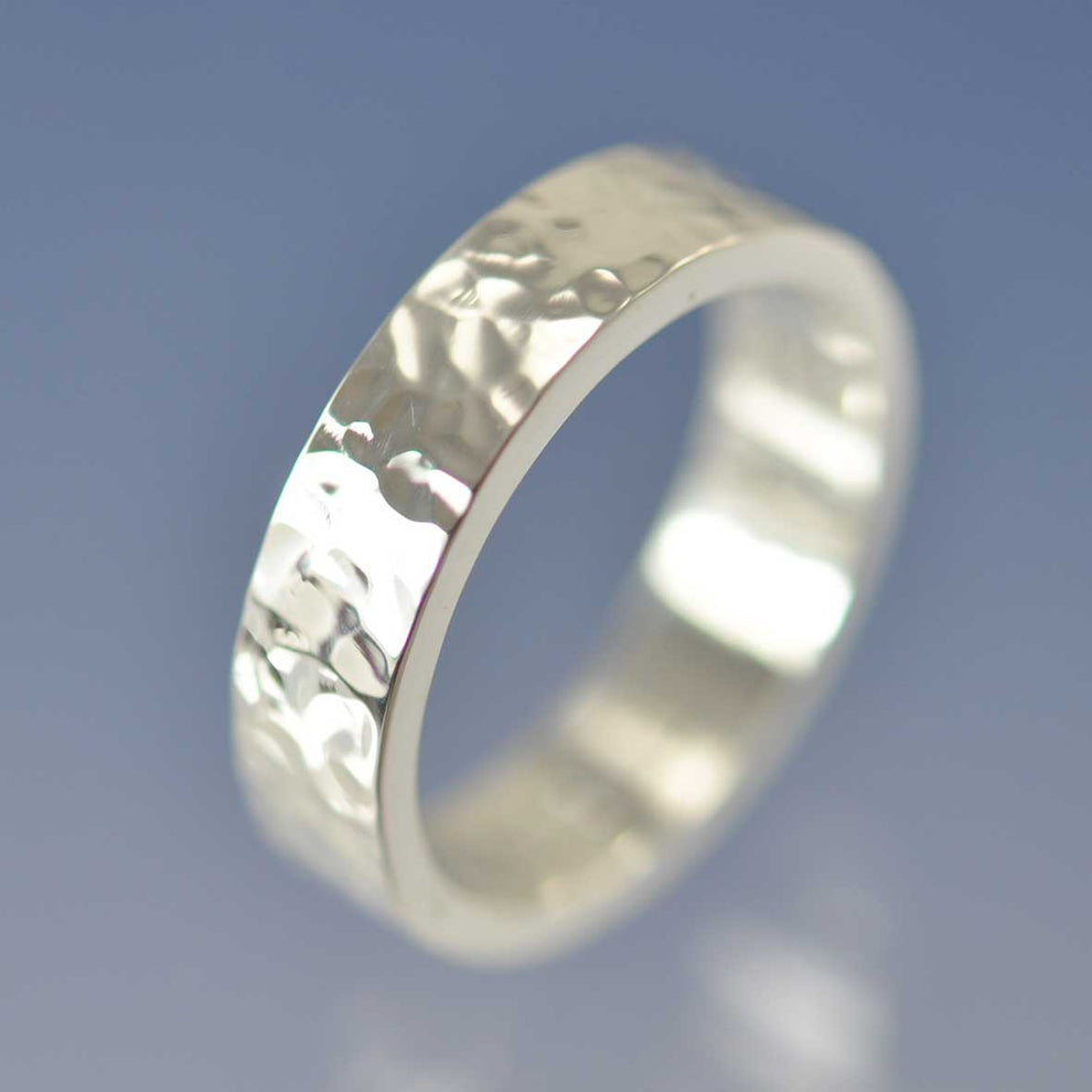 Cremation ashes wedding ring with hammered effect